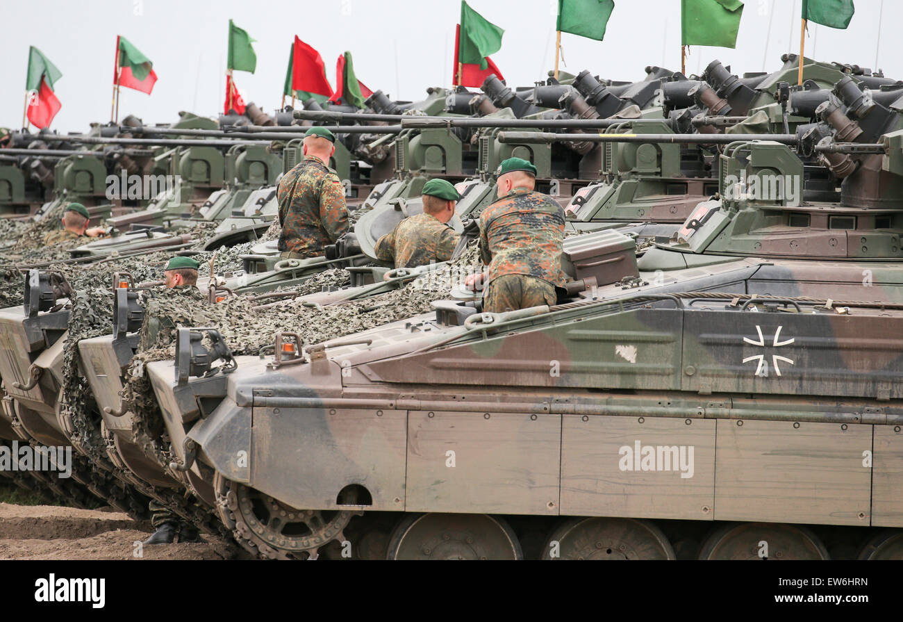 Sagan, Poland. 18th June, 2015. German Marder tanks are pictured during ...