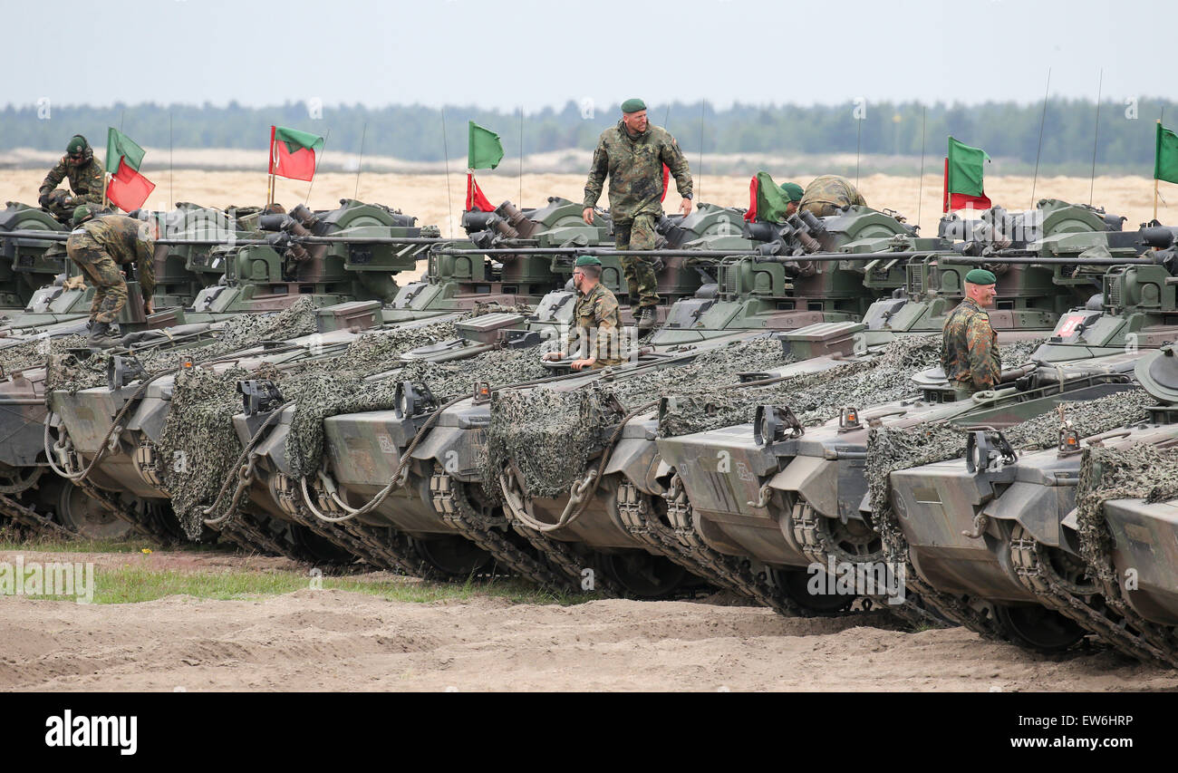 Sagan, Poland. 18th June, 2015. German Marder tanks are pictured during ...