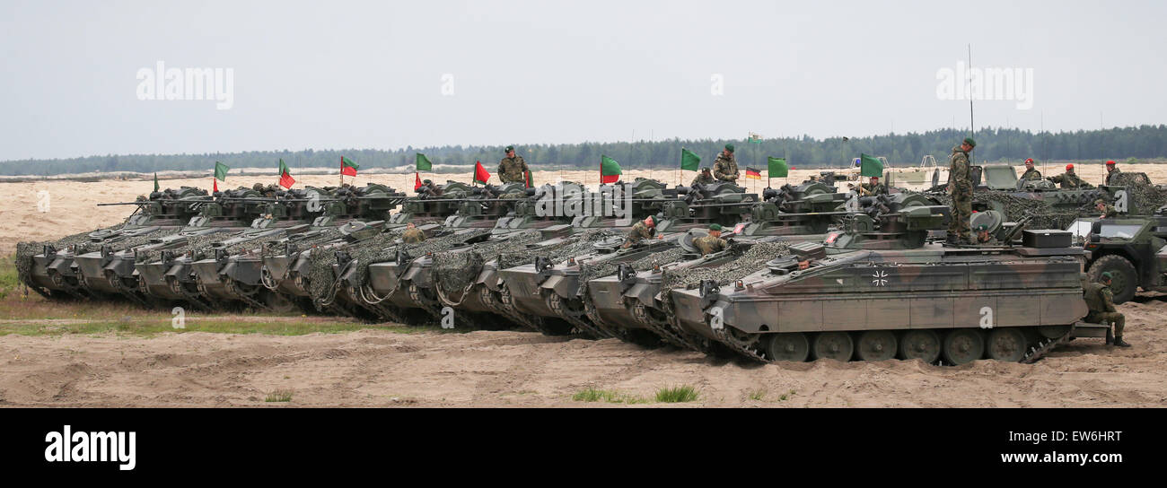 Sagan, Poland. 18th June, 2015. German Marder tanks are pictured during ...