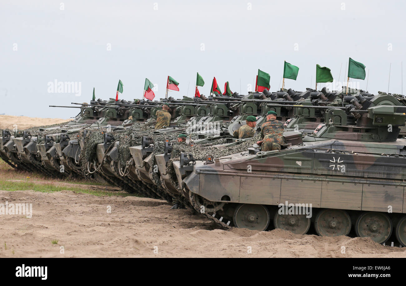 Sagan, Poland. 18th June, 2015. German Marder tanks are pictured during ...