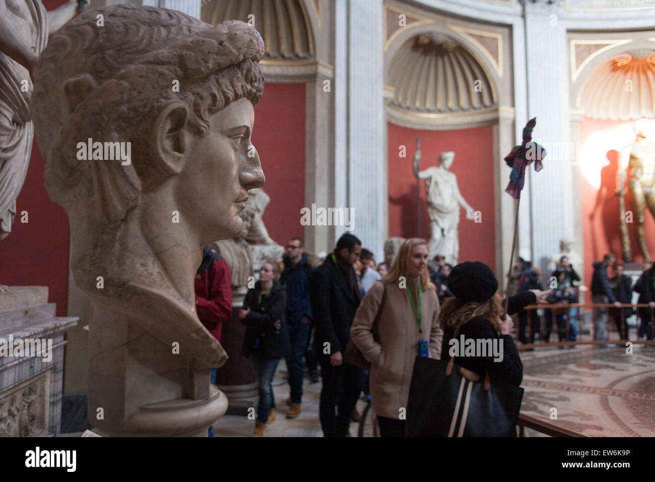 Marble head statue inside the Vatican Museums in Rome, Italy. Everyday ...