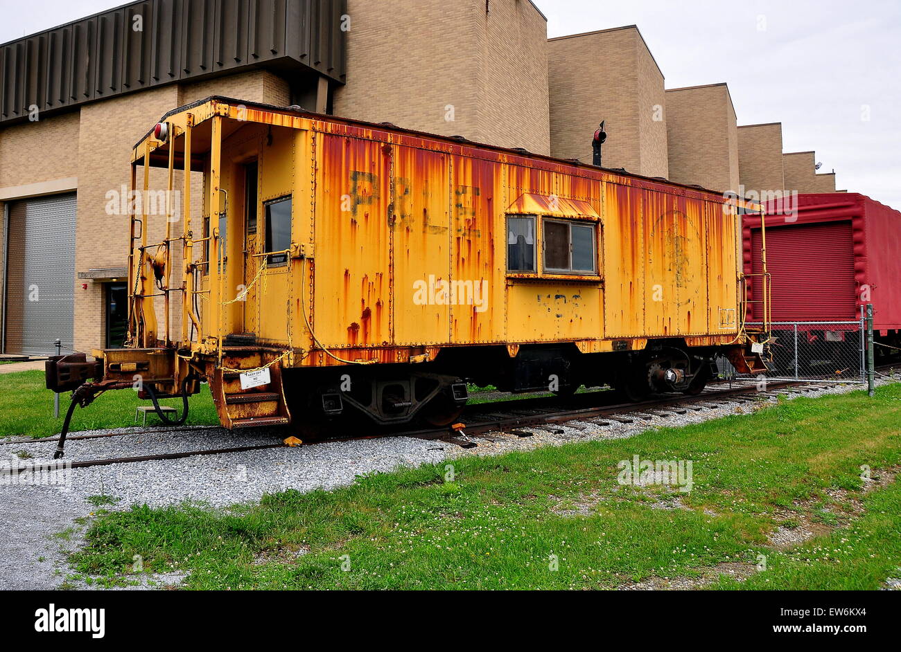 Strasburg, Pennsylvania: P & LE Railway caboose with small bay window ...