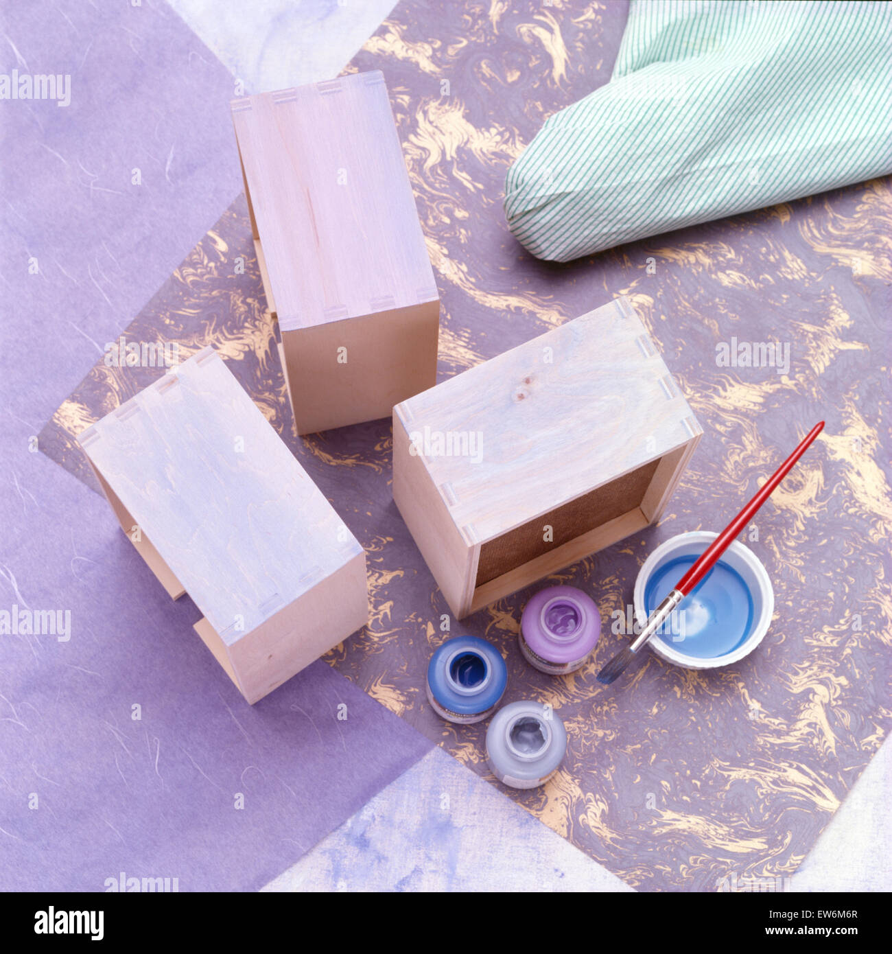 Materials for making a painted plywood miniature chest for storing ...