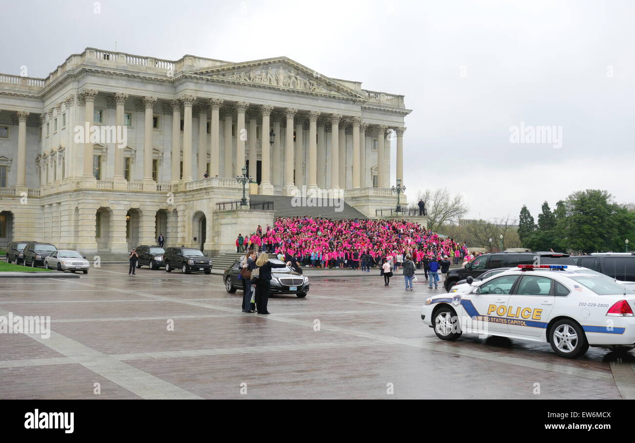 School kids at the Capitol building entrance in Washington DC Stock ...