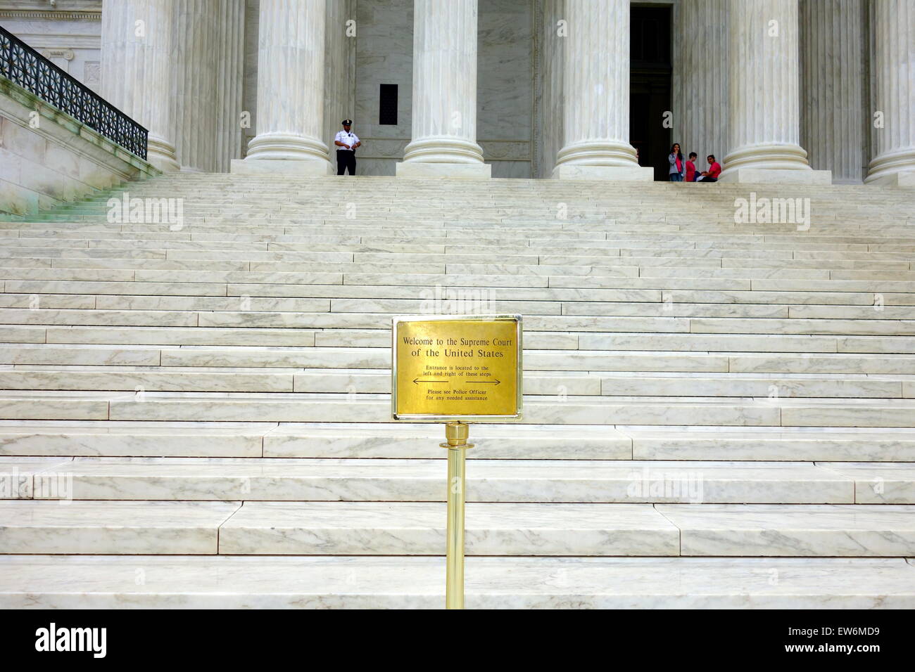 Sign at the entrance of the Supreme Court of the United States building ...