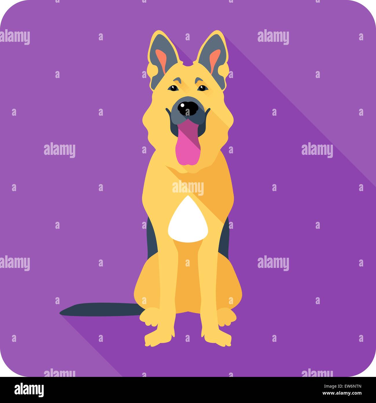 dog German shepherd sitting icon flat design Stock Vector Image & Art ...