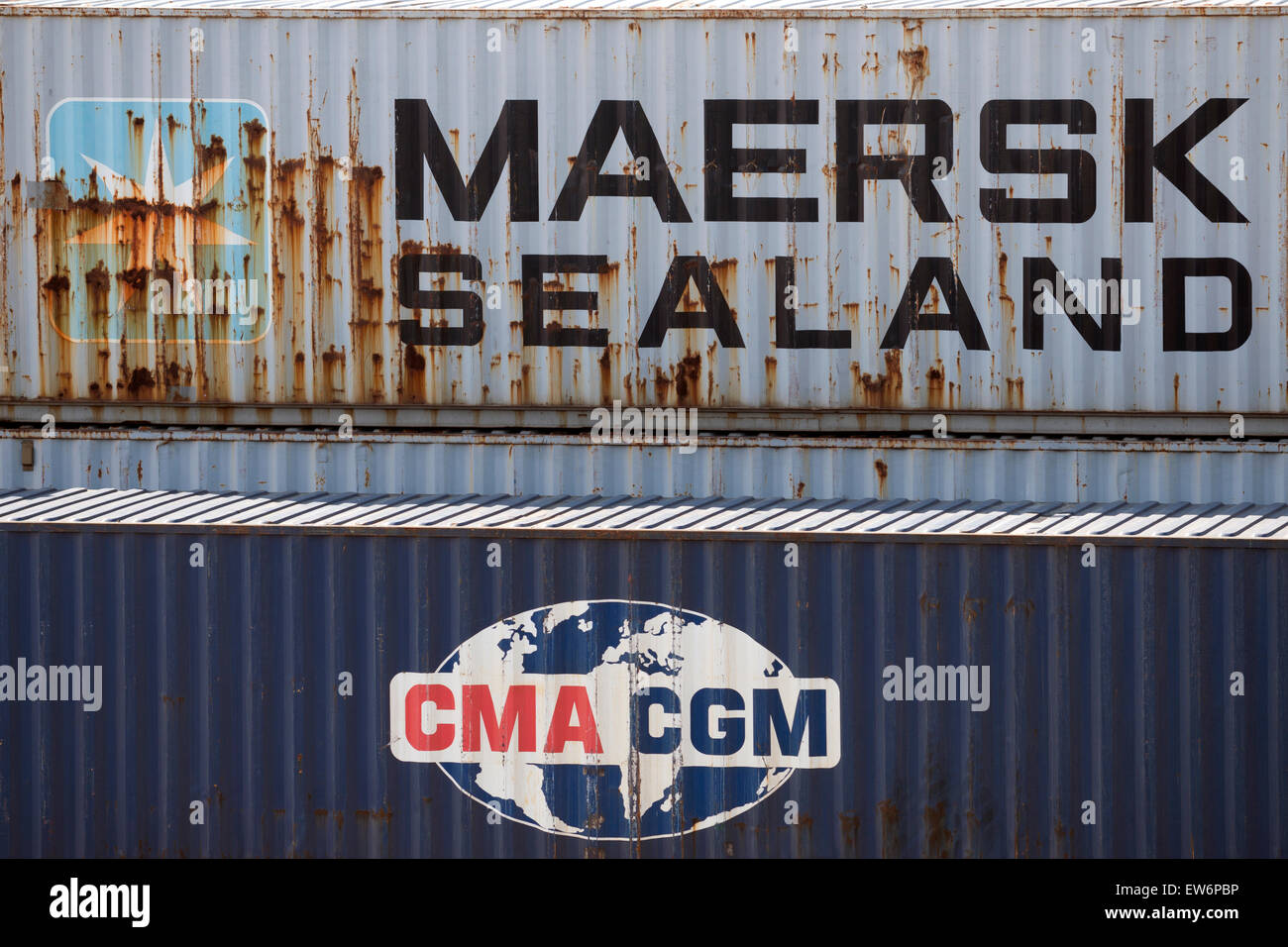 CMA CGM and Maersk Sealand shipping containers Stock Photo - Alamy