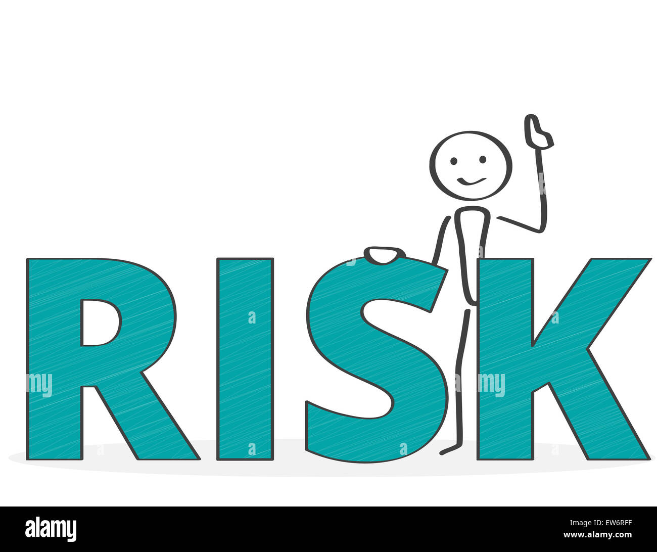 Attention concept illustration with small ink style cartoon man, risk ...
