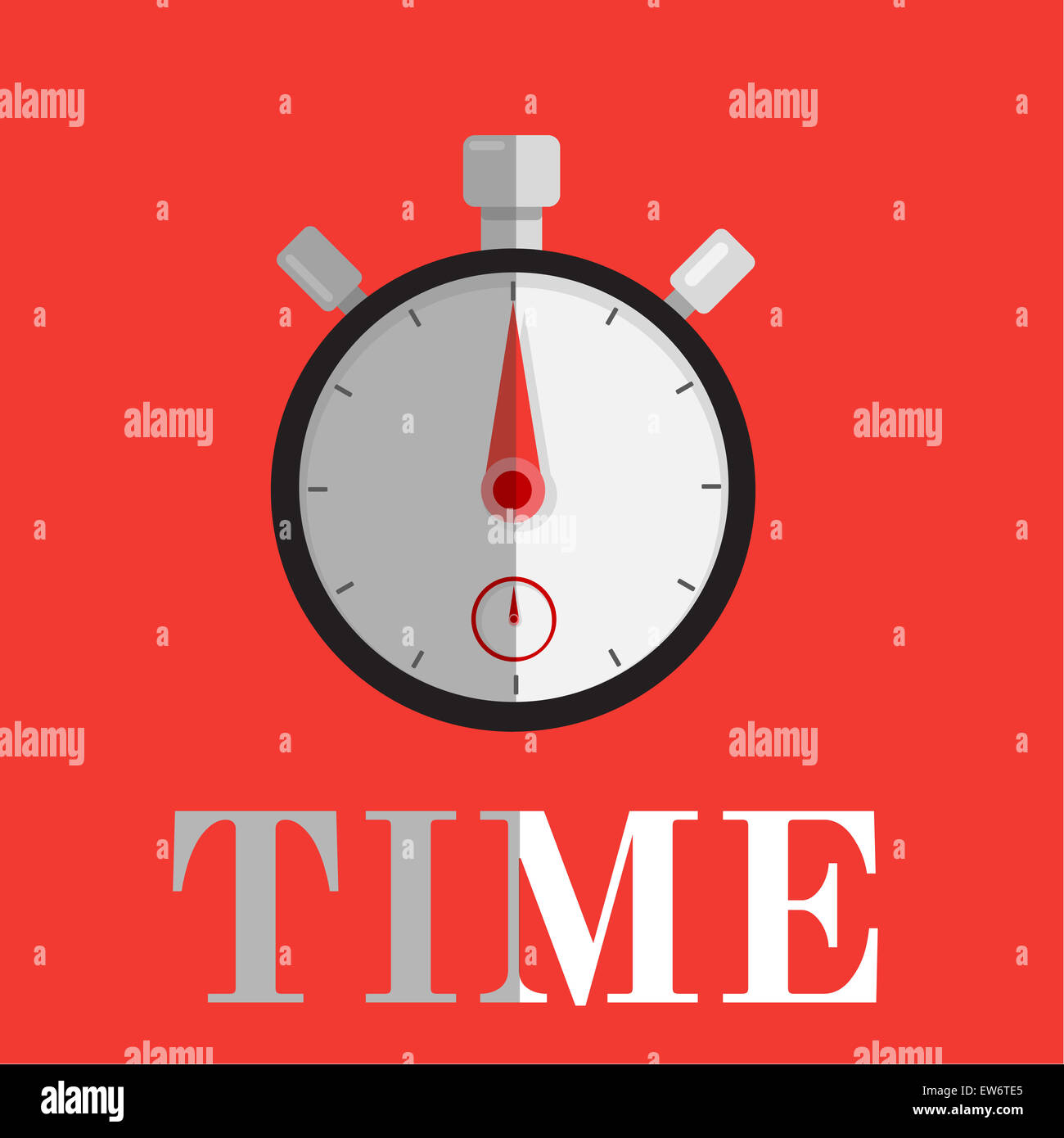 Stopwatch with text "Time" on red background Stock Photo - Alamy