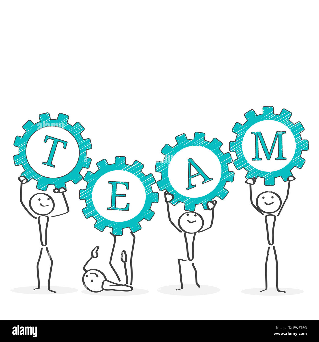 Teamwork concept illustration. Ink style design Stock Photo - Alamy