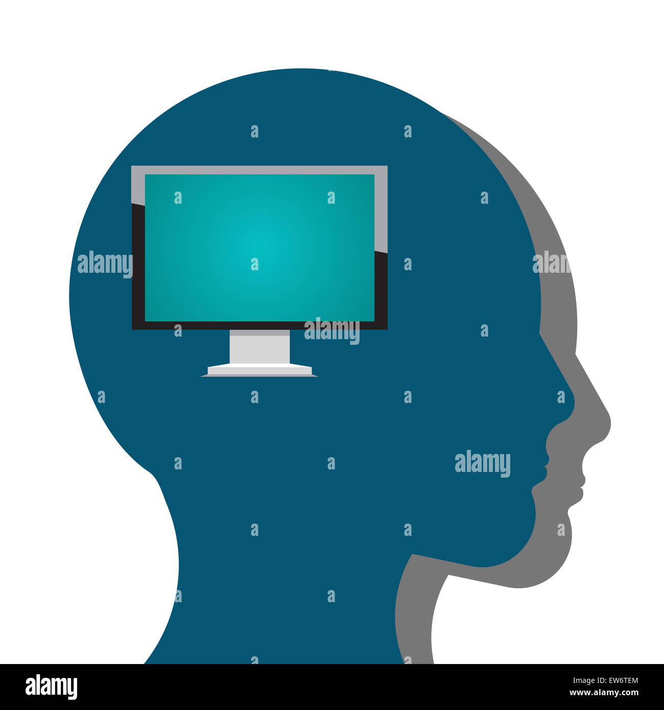 Silhouette thinking computer screen process Stock Photo - Alamy