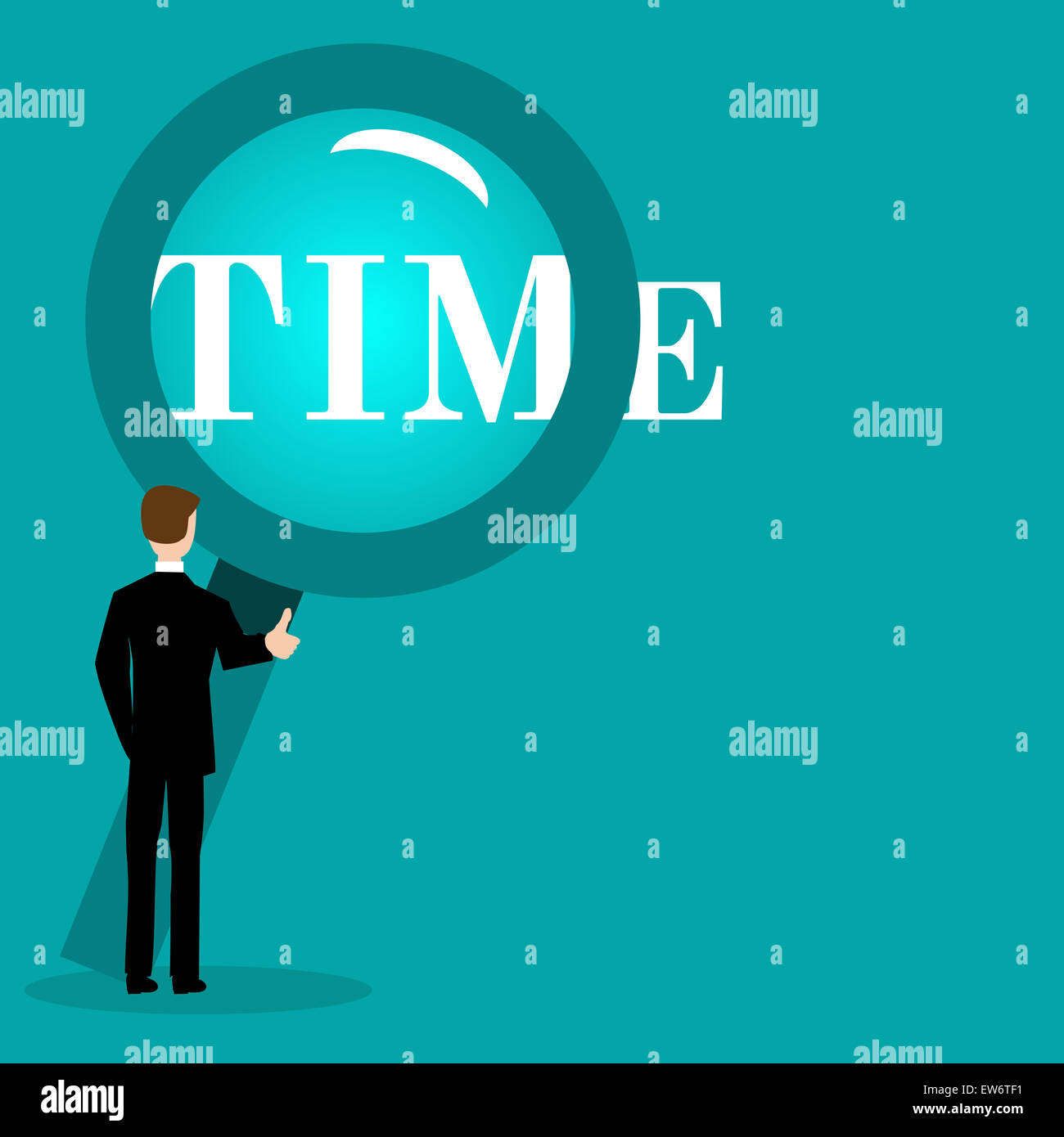 Businessman looking at time through magnifying glass Stock Photo - Alamy