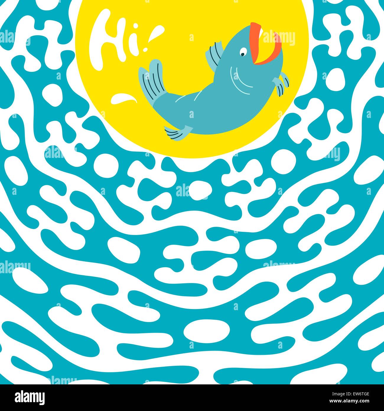 Greeting card design template. Hand-drawn cute animal character ...