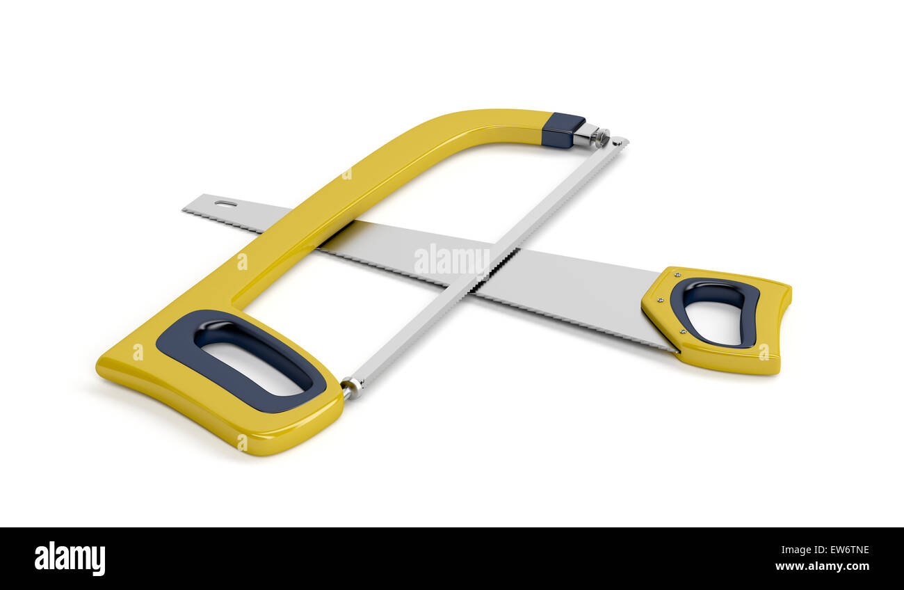 Hacksaw and hand saw on white background Stock Photo - Alamy