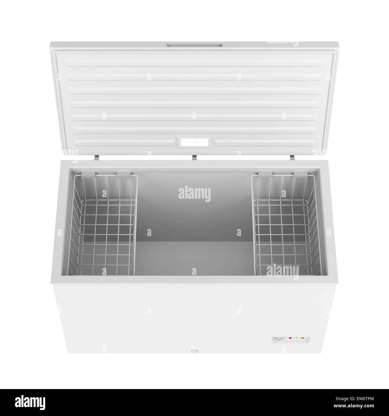 Open freezer isolated on white background Stock Photo - Alamy