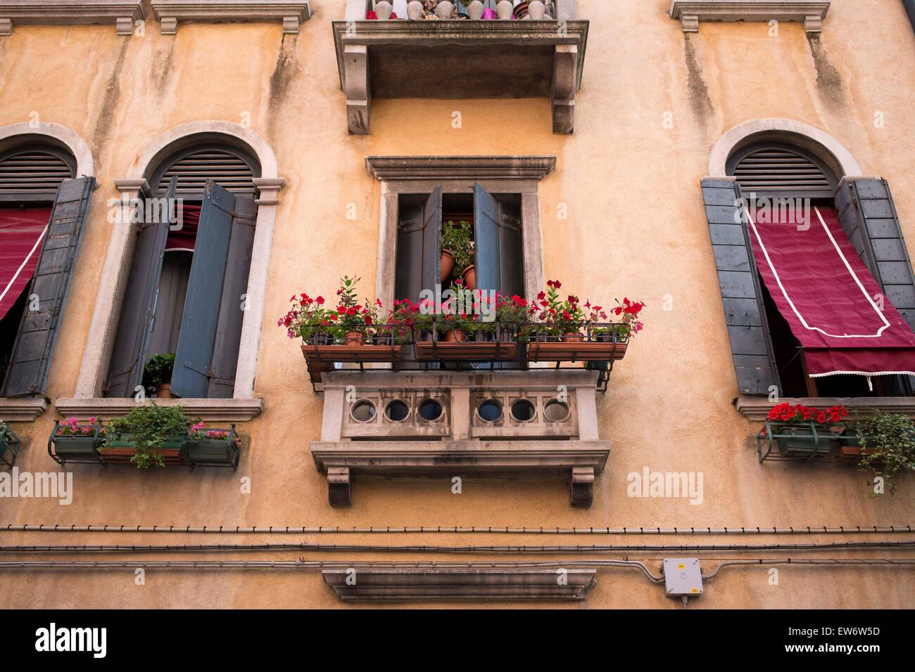 Window with flowers Venice Stock Photo - Alamy