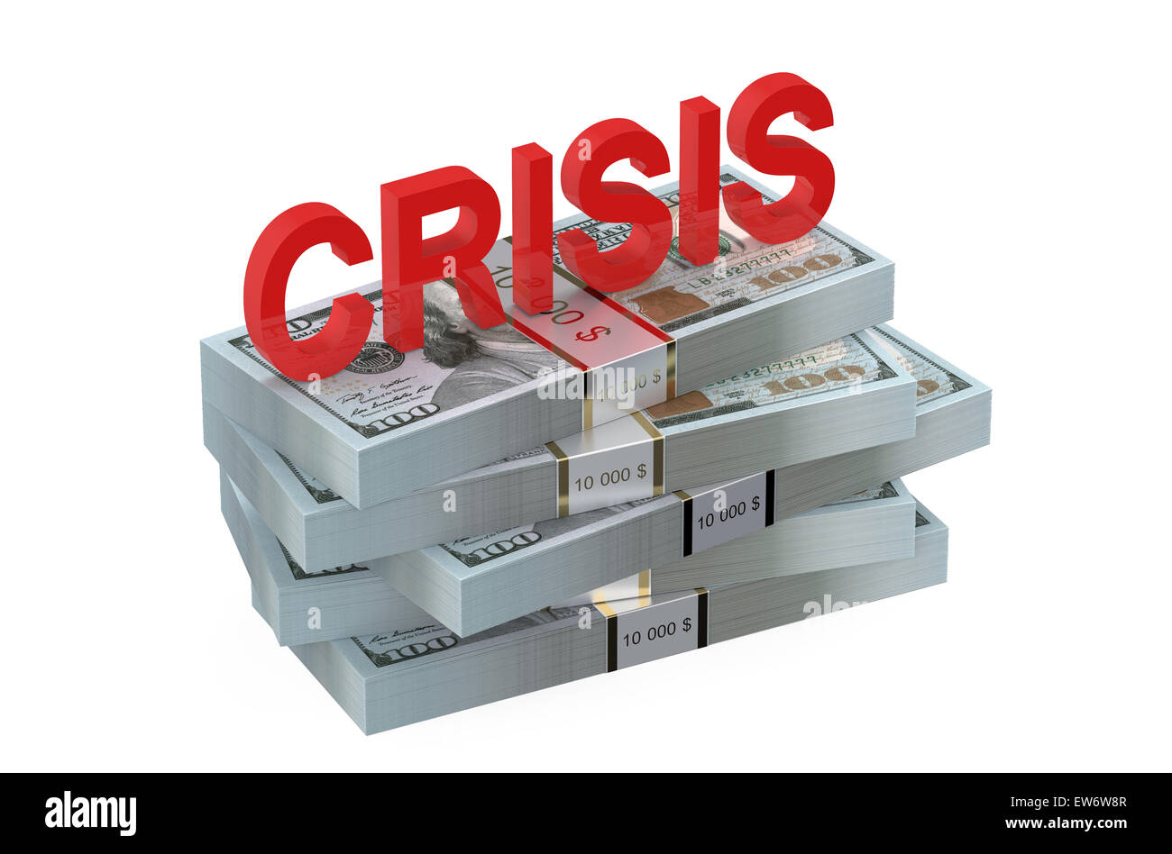 crisis concept with dollars isolated on white background Stock Photo ...