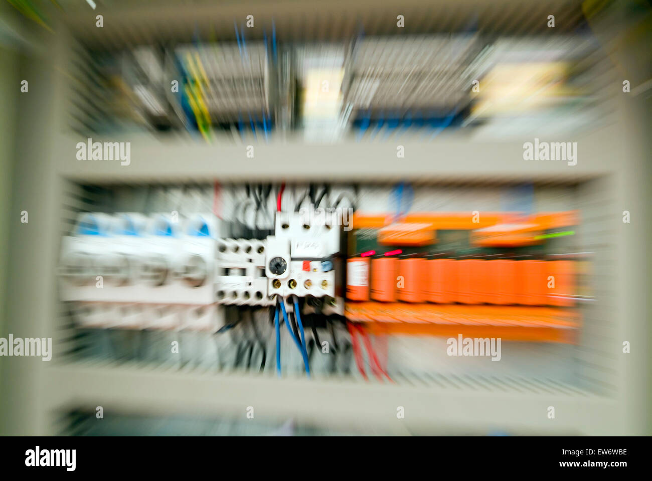 Panel with connectors cables and modules Stock Photo - Alamy