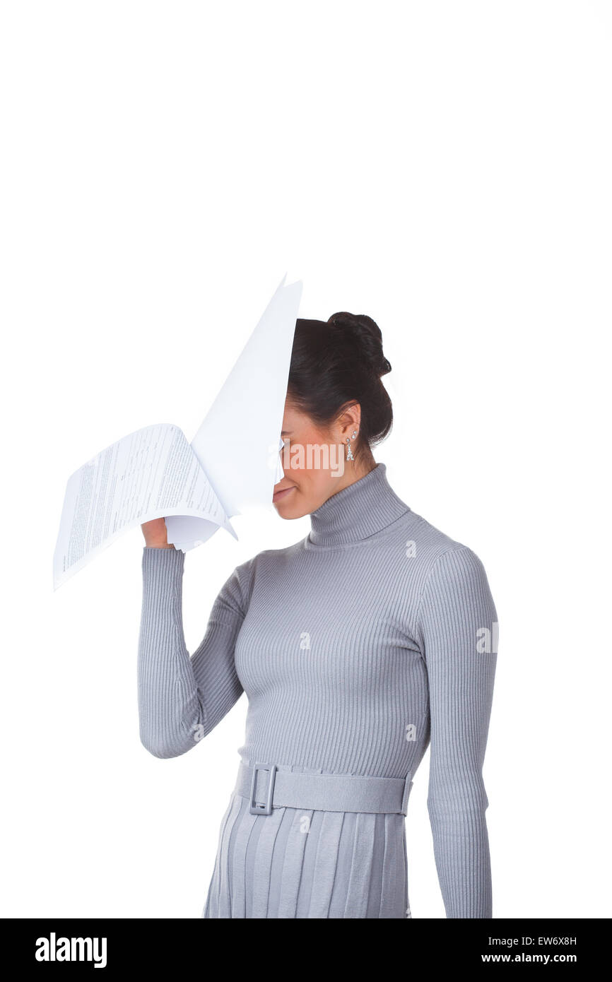 Pretty girl with papers Stock Photo - Alamy
