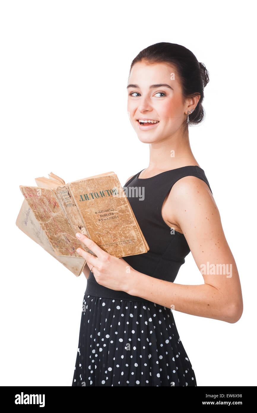 Pretty girl with book Stock Photo - Alamy