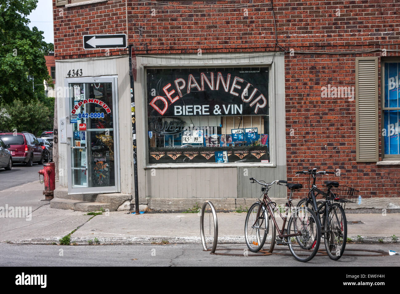 A picture of a convenient one way corner store called Depanneur in ...