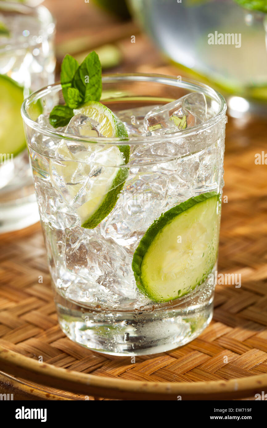 Refreshing Ice Water with Lime Cucumber and Mint Stock Photo - Alamy