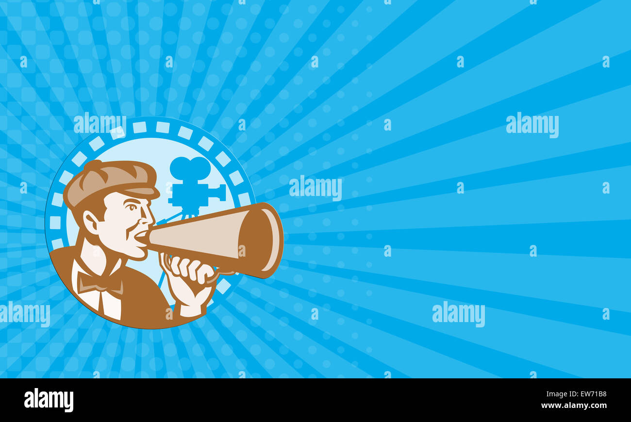 Business card showing illustration of a movie director shouting using ...
