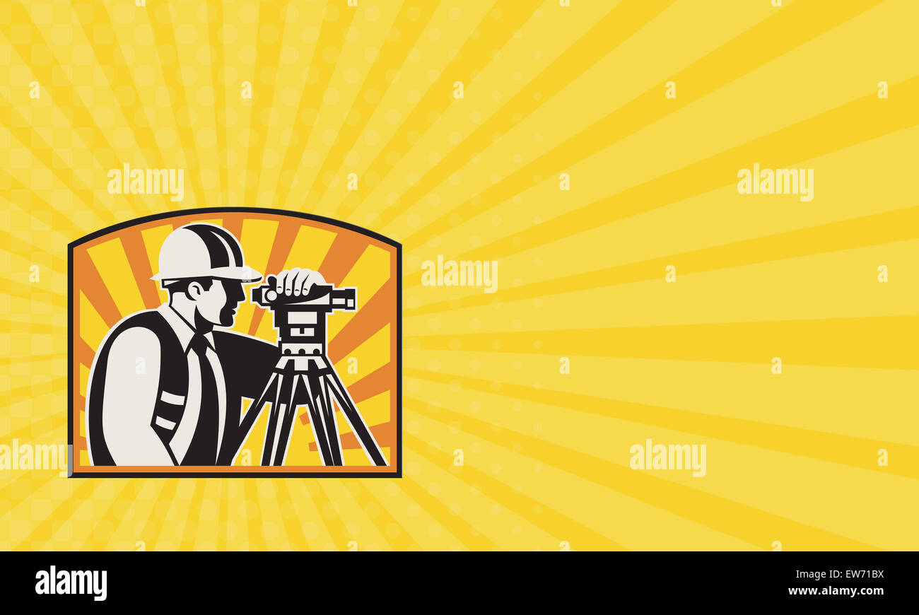 Business card showing illustration of surveyor civil geodetic engineer ...