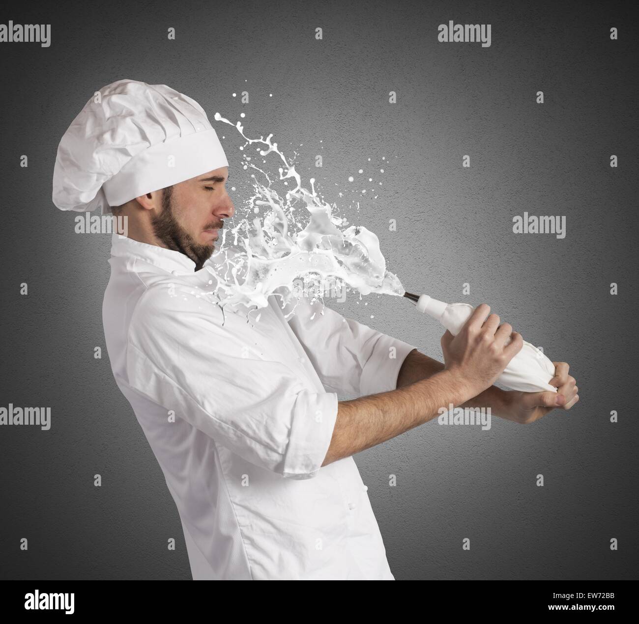 Chef vs cream Stock Photo - Alamy