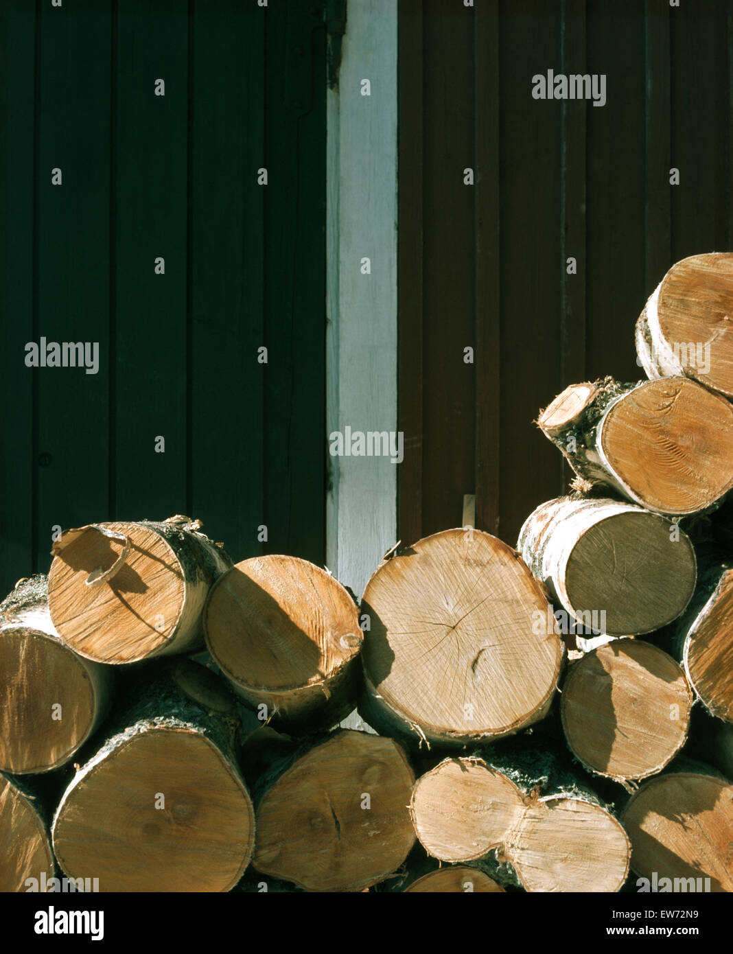 Close-up of a stack of logs Stock Photo - Alamy