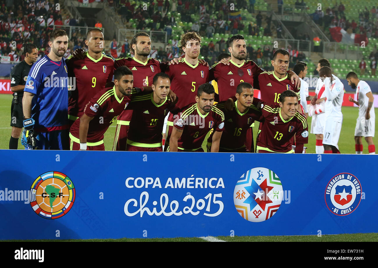 Valparaiso, Chile. 18th June, 2015. Venezuela's starting players pose ...