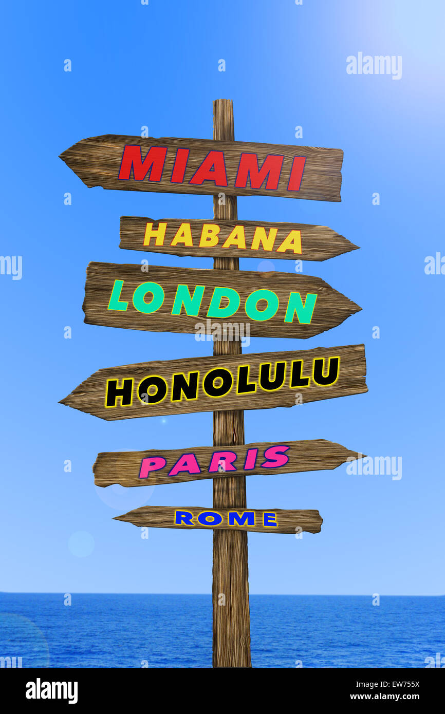sign of city in the world for vacation Stock Photo - Alamy