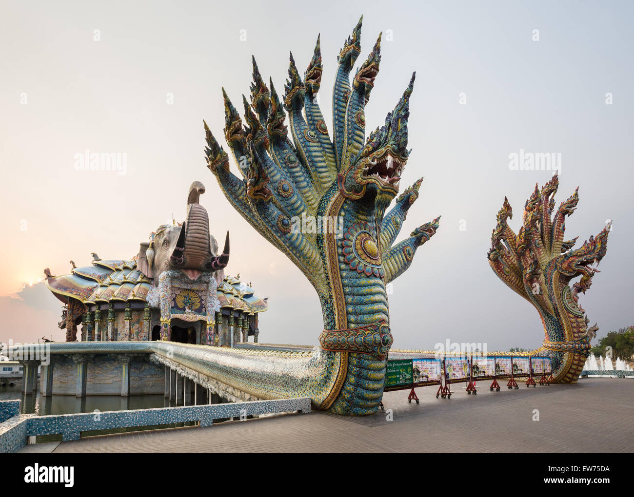 Bridge of the two Naga kings to the Elephant Temple Thep Wittayakhom ...