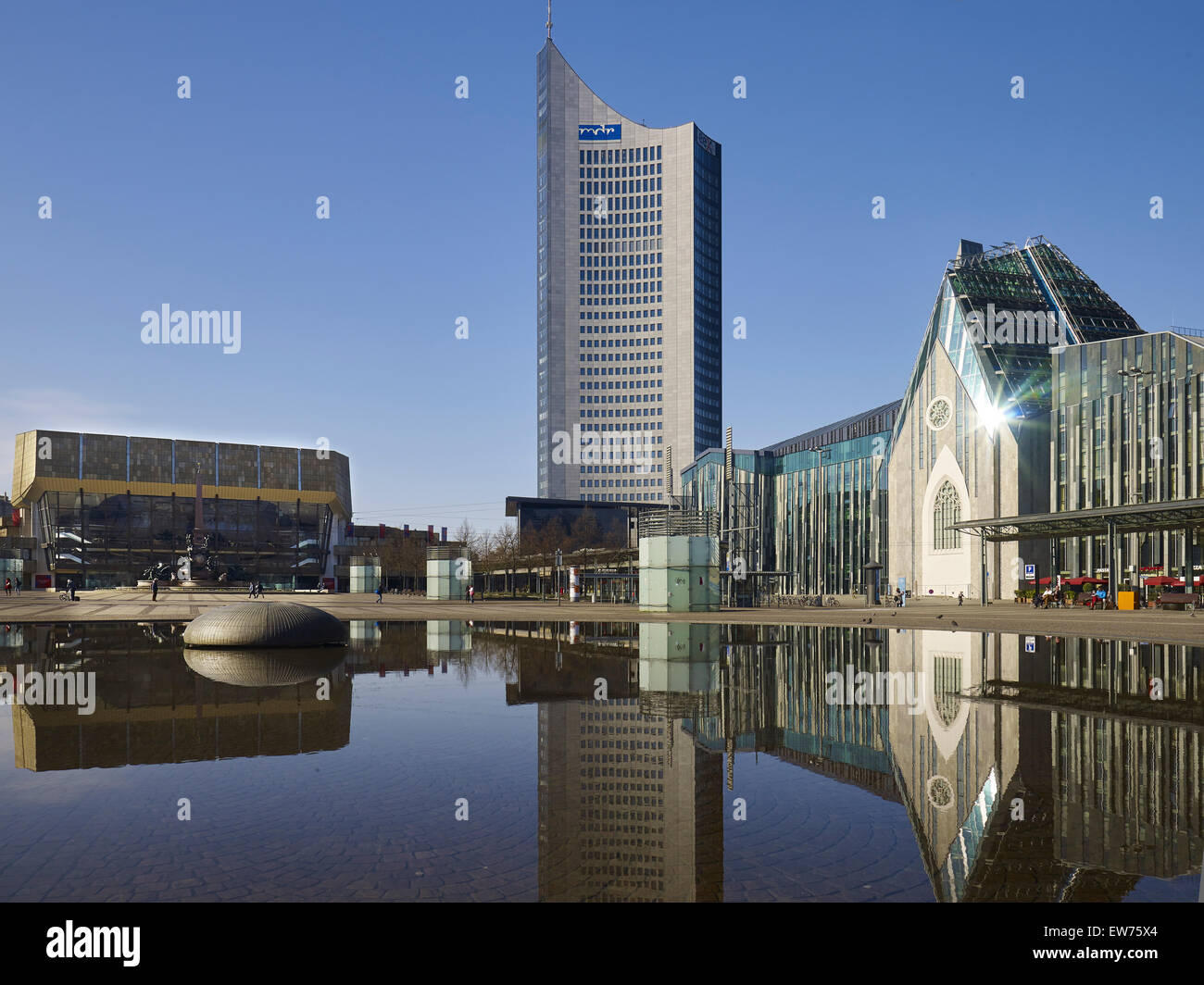 Augustusplatz with City Tower, new Augusteum, Leipzig, Germany Stock ...