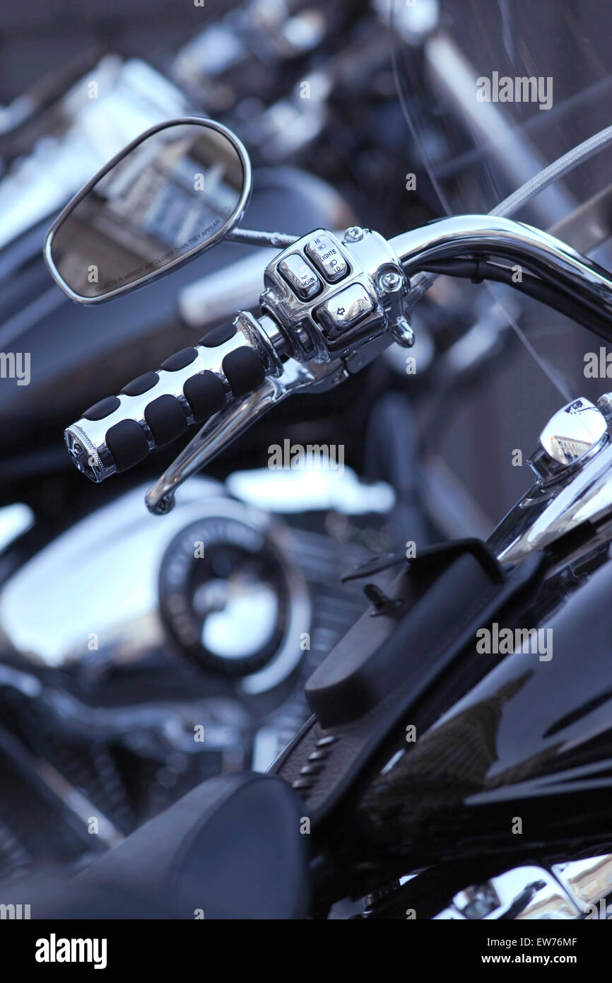 Mirror and handlebar of a stylish motorcycle Stock Photo - Alamy