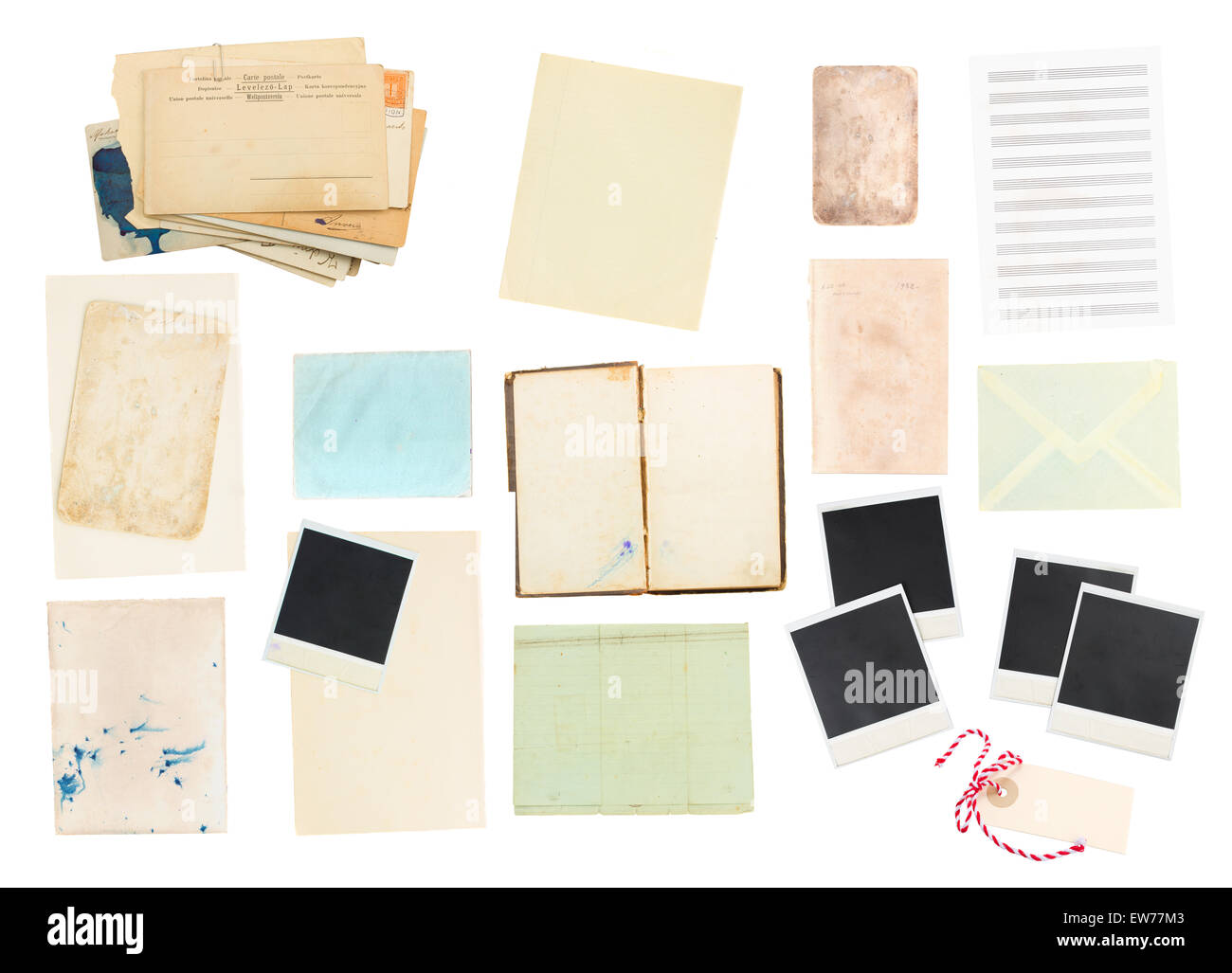 aged pages and old instant photo Stock Photo - Alamy