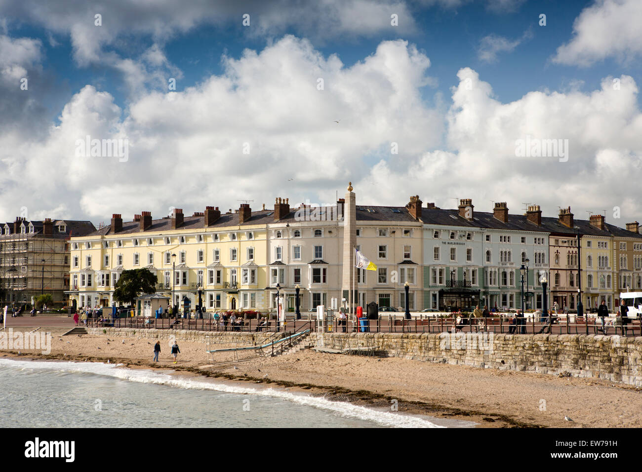 UK, Wales, Conwy, Llandudno, Mostyn Crescent and War Memorial from the ...
