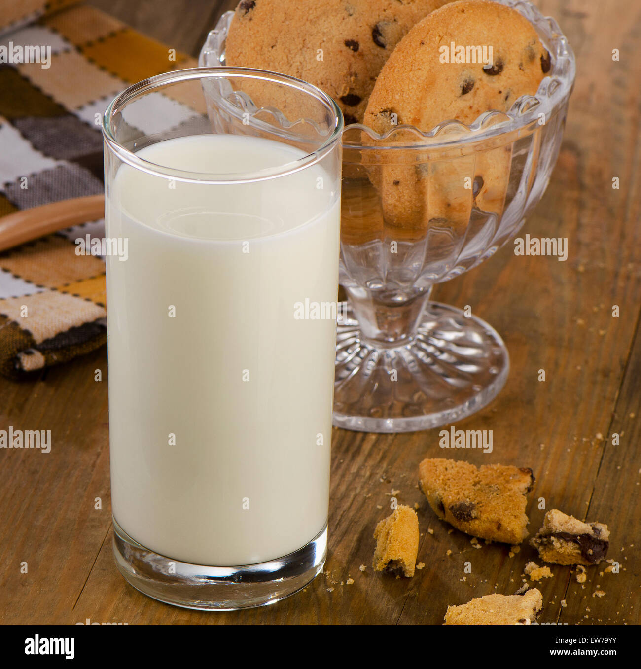Chocolate cookies with milk in glass. Selective focus Stock Photo - Alamy