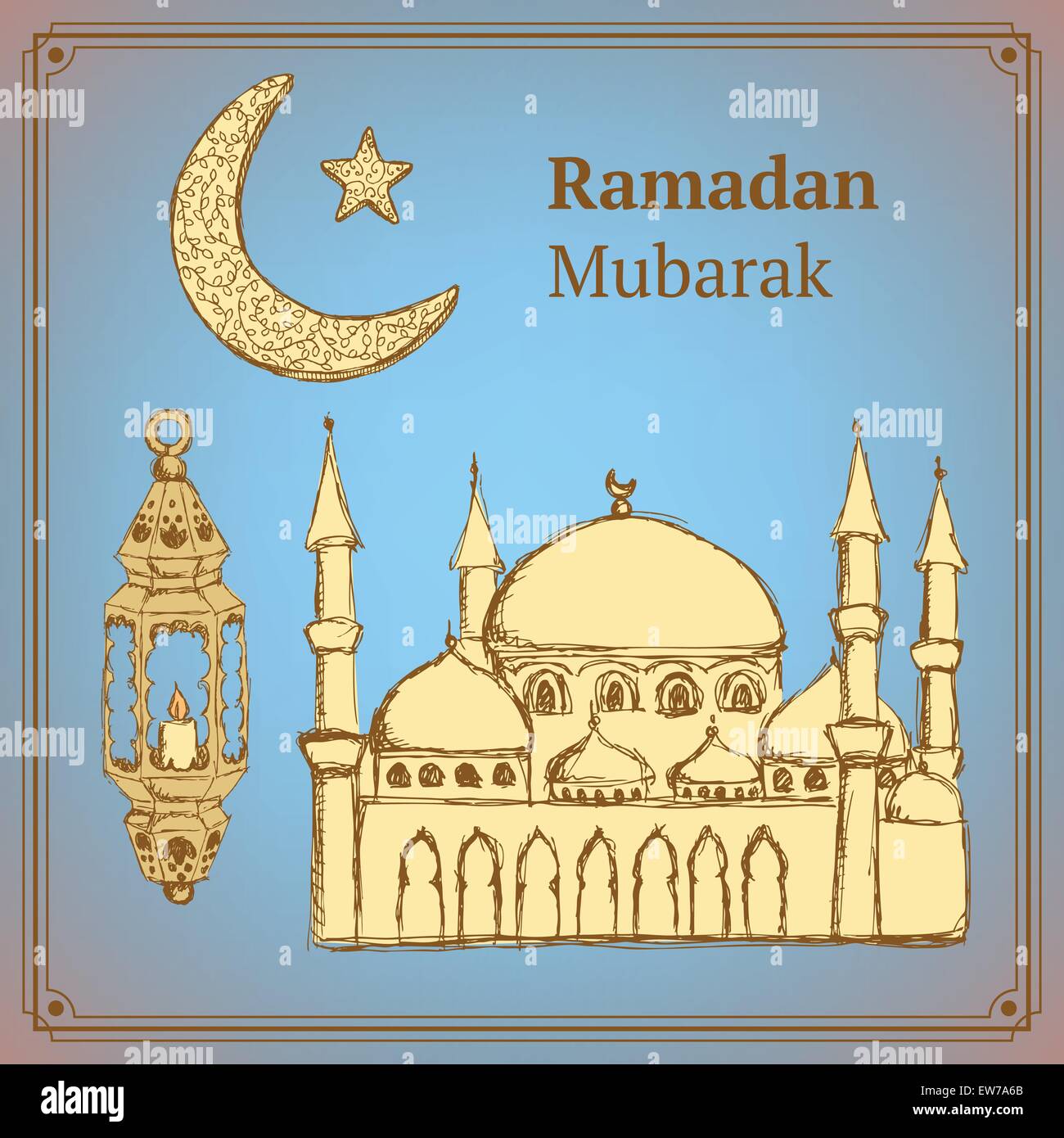 Sketch Ramadan symbol in vintage style, vector Stock Vector Image & Art ...