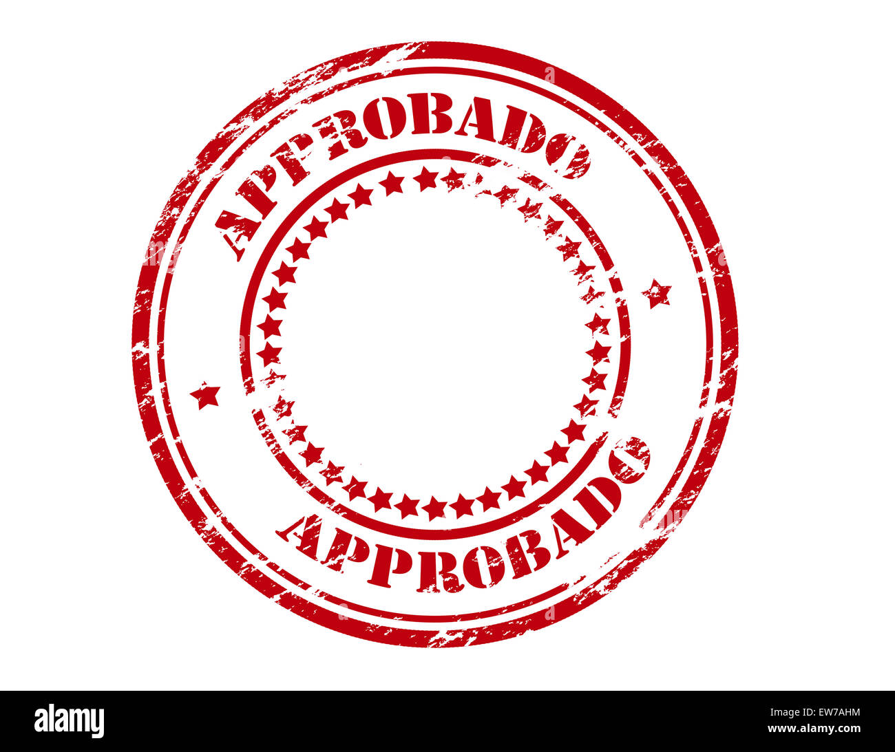 Rubber stamp with word approved in Spanish language inside, vector ...