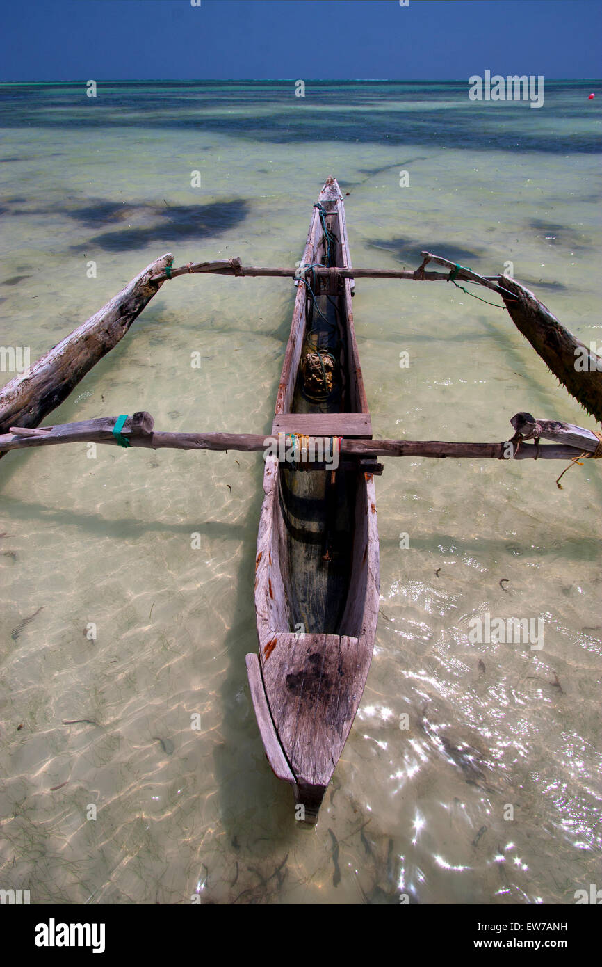in the blue lagoon relax of zanzibar africa coastline boat pirague ...