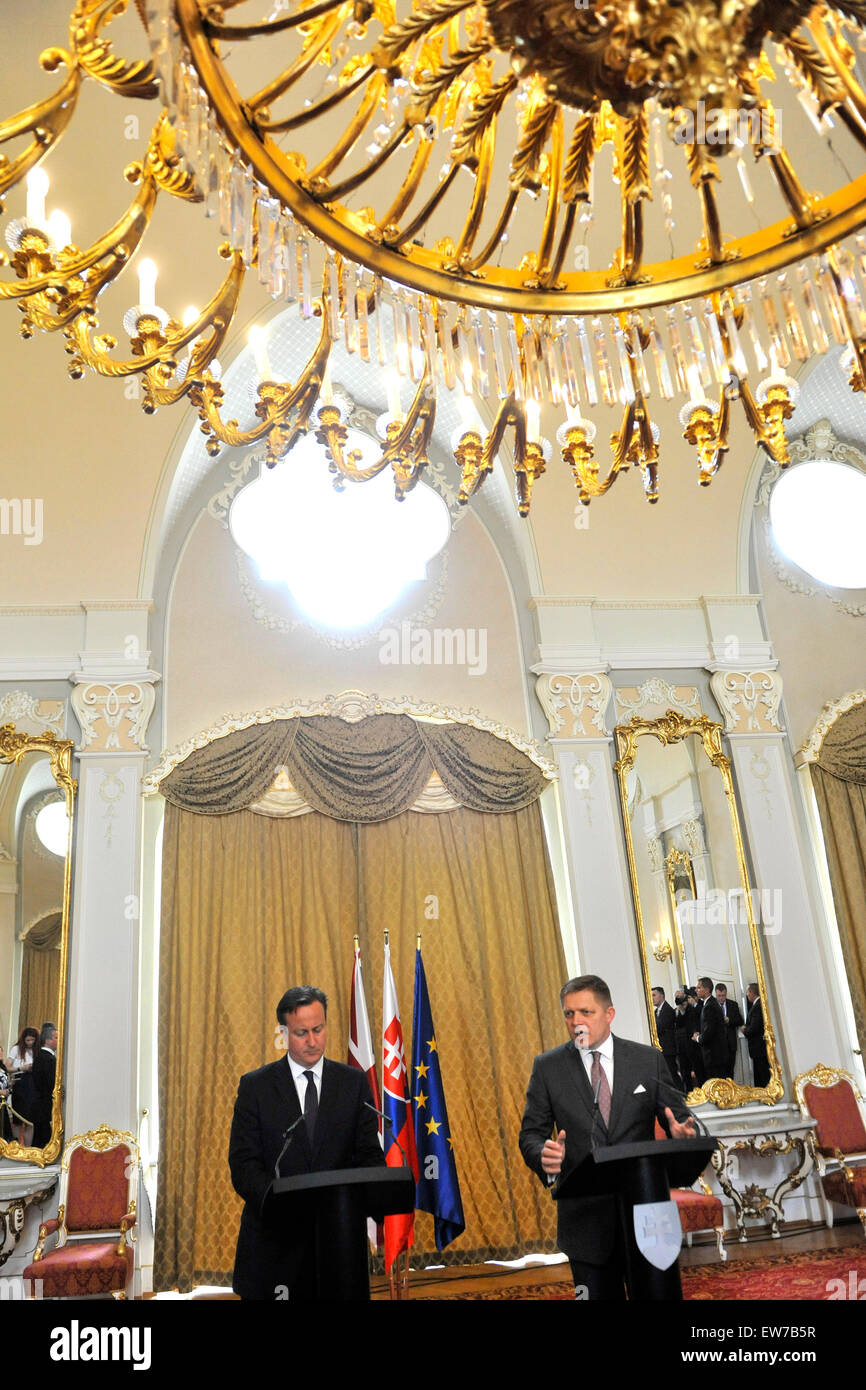 Bratislava, Slovakia. 19th June, 2015. Slovak PM Robert Fico (right ...