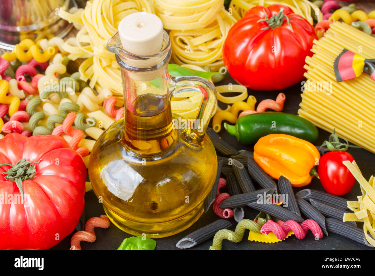 Olive oil with pasta Stock Photo - Alamy
