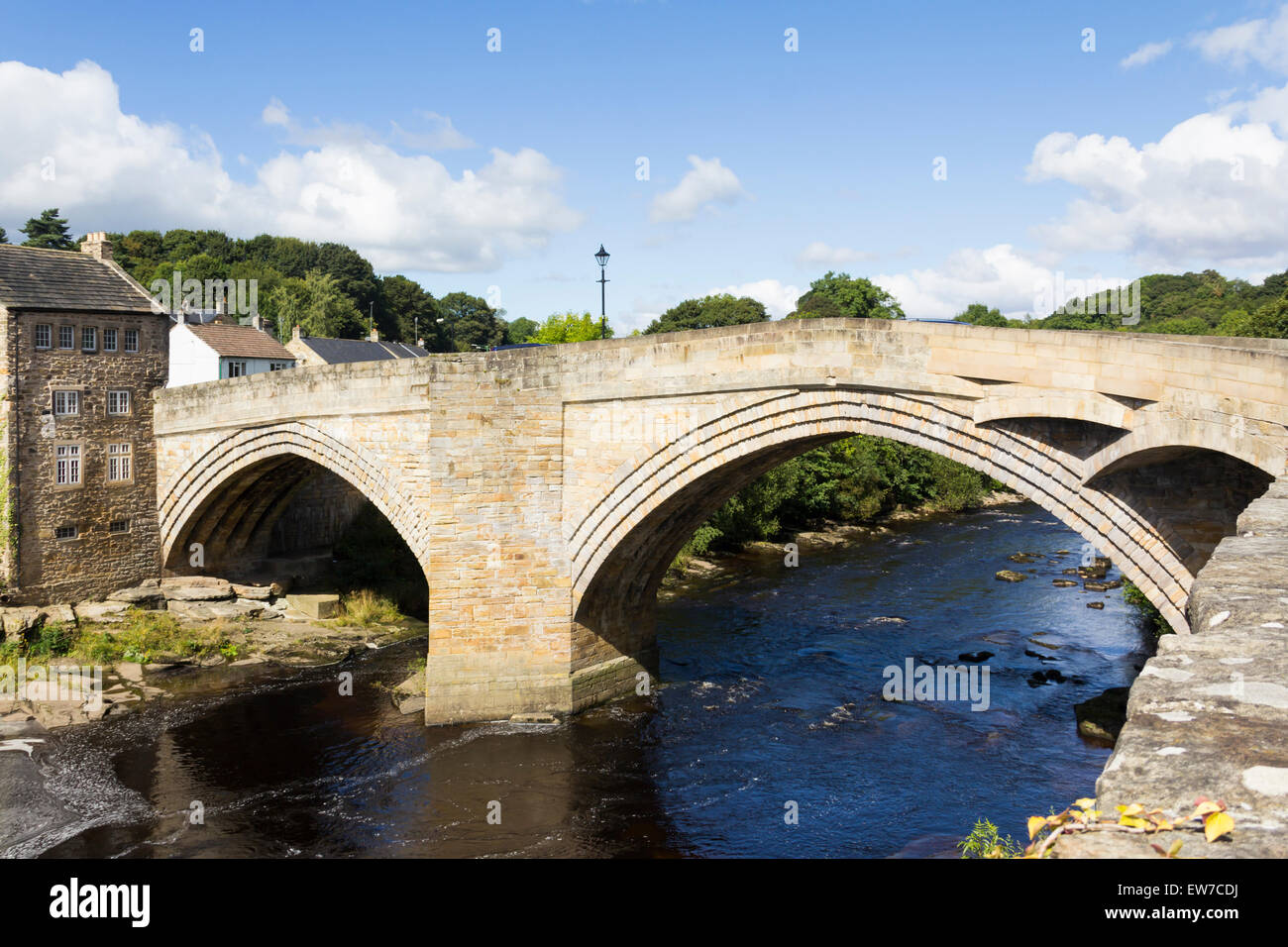 The 16th century Barnard Castle bridge over the River Tees at Barnard ...