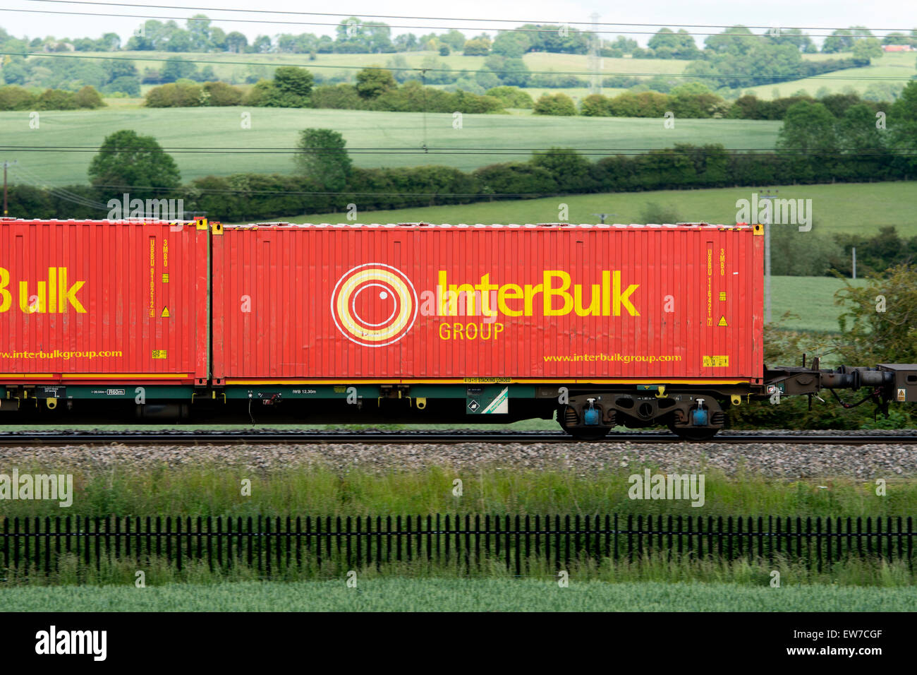 InterBulk shipping container on a train, West Coast Main Line ...