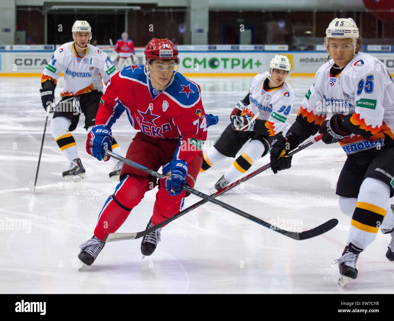MOSCOW - DECEMBER 3: Antropov E. (85) vs Prohorkin N. (74) on game CSKA ...