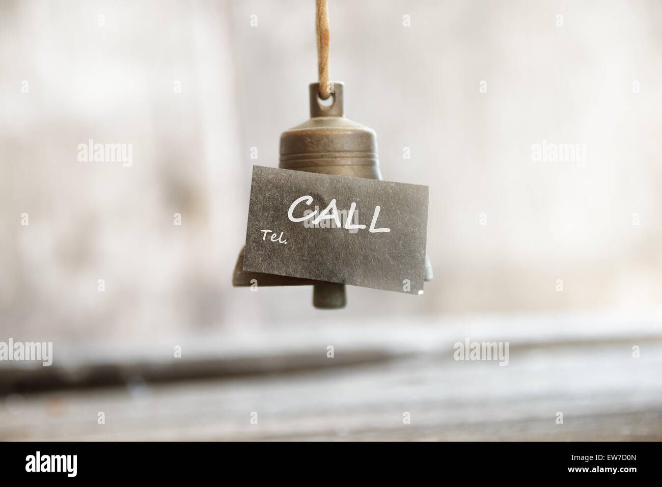 Call concept, the bell and the inscription Stock Photo - Alamy