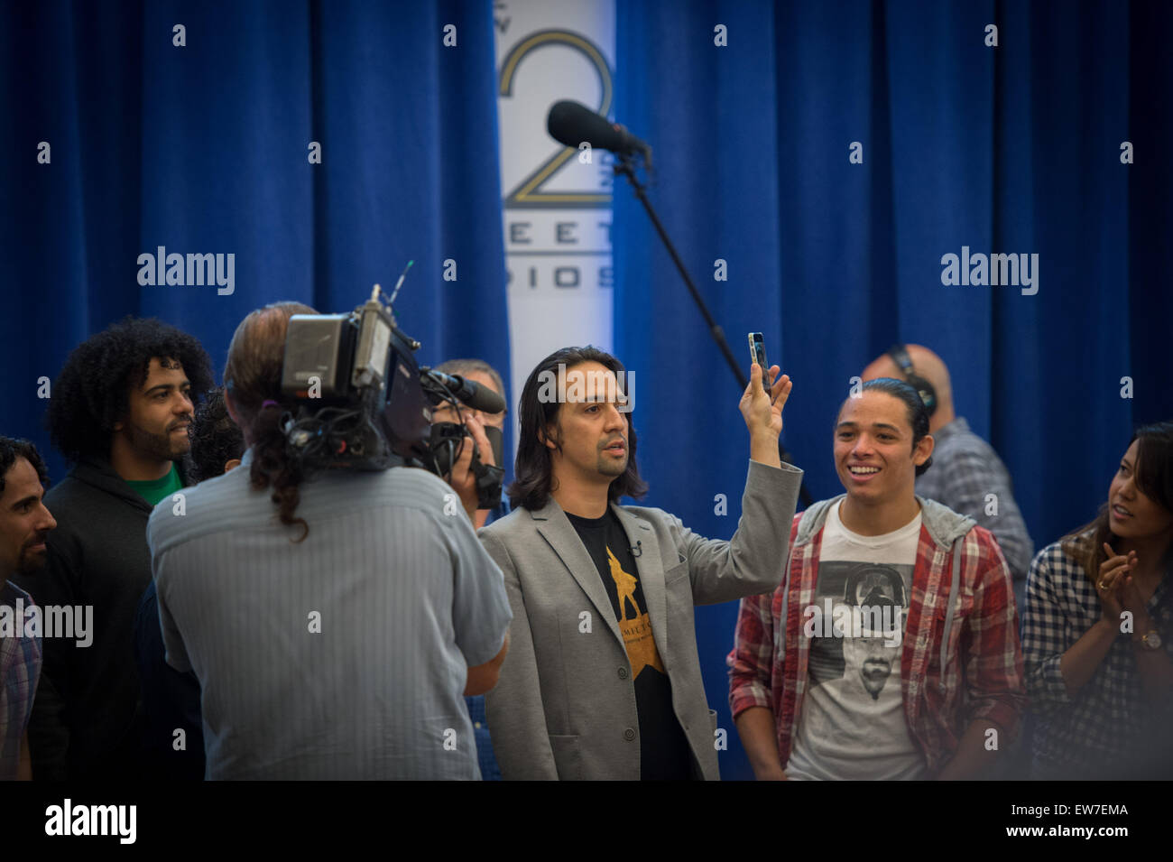 Manhattan, NY, USA. 18th June, 2015. Lead actor LIN-MANUEL MIRANDA ...