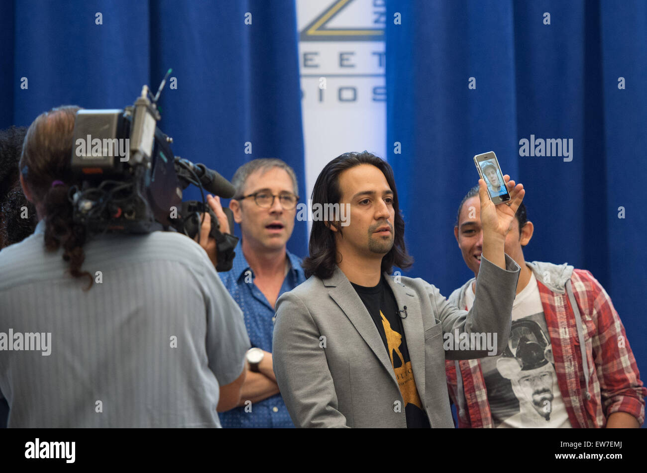 Manhattan, NY, USA. 18th June, 2015. Lead actor LIN-MANUEL MIRANDA ...