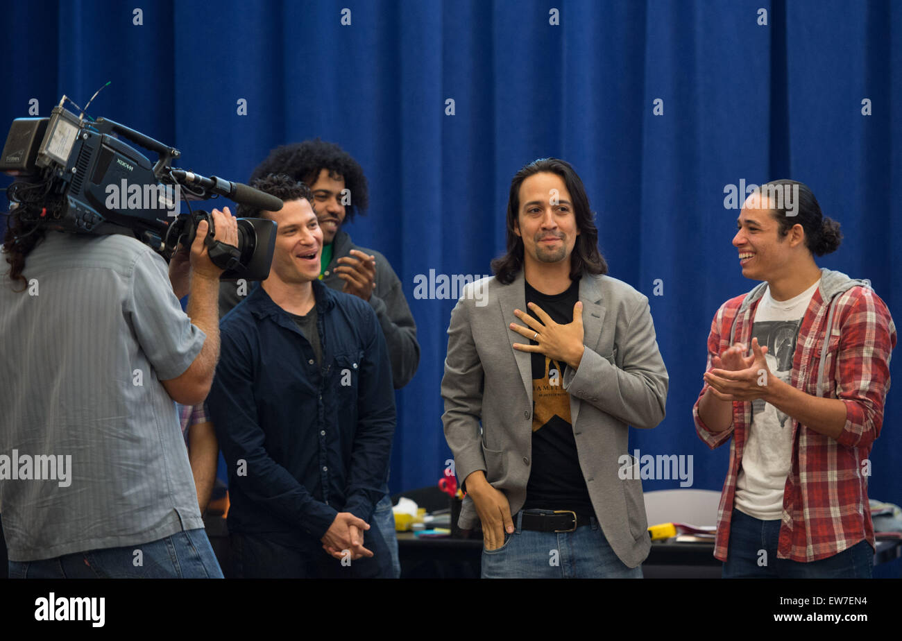 Manhattan, NY, USA. 18th June, 2015. Lead actor LIN-MANUEL MIRANDA ...